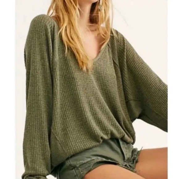 Free People | Tops | Nwt Free People Santa Clara Thermal Top Xs Fern ...